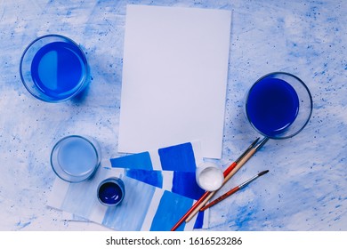 Blue Background Paint Process Layout Art Stock Photo 1616523286 ...