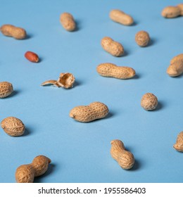 Blue Background Peanuts Side View Stock Photo 1955586403 | Shutterstock