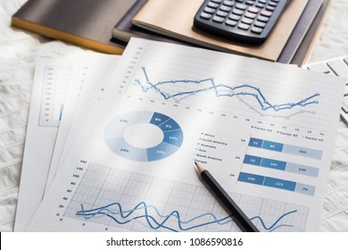 Blue Chart Graph Data Analysis Documents Stock Photo 1086590816 ...