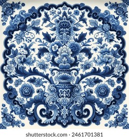 Tile Art Artistic Image China Blue AI-generated image 2461757553 ...