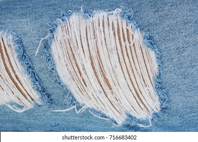 Blue Jean Texture Hole Threads Showing Stock Photo 716683402 | Shutterstock