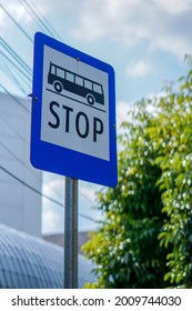 Blue Rectangular Bus Stop Signs Bus Stock Photo 2009744030 | Shutterstock