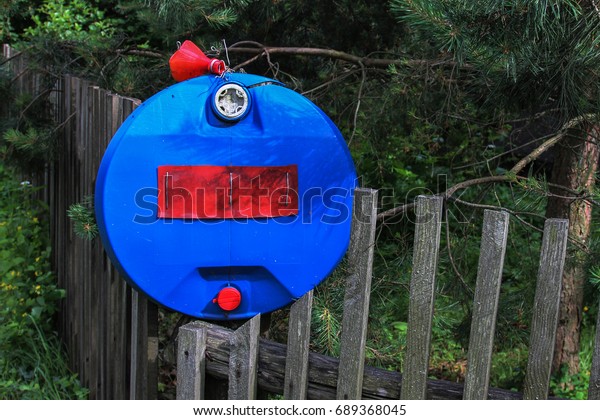 Blue Round Sign Red Elements Recognition Stock Photo 689368045 ...