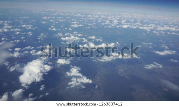 Blue Sky Clouds Looking Through Window Stock Photo 1263807412 ...