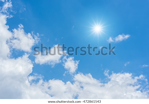 Blue Sky Clouds Sun Reflection Looking Stock Photo (Edit Now) 472861543