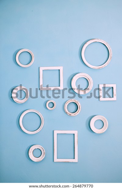 Blue Wall Small White Framework Photo Stock Photo 264879770 | Shutterstock