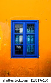 Blue Window Orange Wall Stock Photo 1185196180 | Shutterstock
