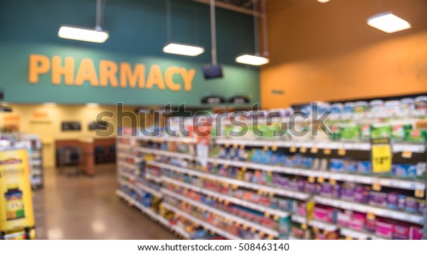 Blurred Abstract Background Inside Pharmacy Store Stock Photo (Edit Now ...