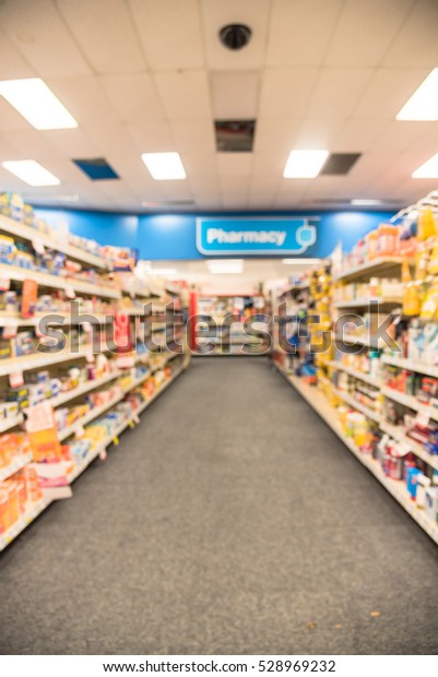 Blurred Abstract Background Inside Pharmacy Store Stock Photo (Edit Now ...