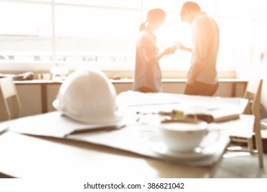 Blurred Engineering Objects On Workplace Two Stock Photo 386821042 ...