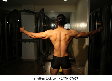 Bodybuilder Posing Different Poses Demonstrating Their Stock Photo ...