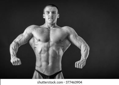 Bodybuilder Posing Different Poses Demonstrating Their Stock Photo ...