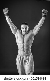 Bodybuilder Posing Different Poses Demonstrating Their Stock Photo ...