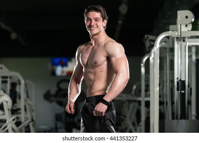 Bodybuilder Posing Different Poses Demonstrating Their Stock Photo ...