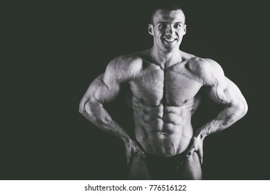 Bodybuilder Posing Different Poses Demonstrating Their Stock Photo ...