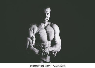 Bodybuilder Posing Different Poses Demonstrating Their Stock Photo ...