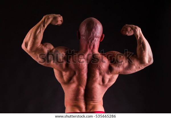 Bodybuilder Posing Different Poses Demonstrating Their Stock Photo ...