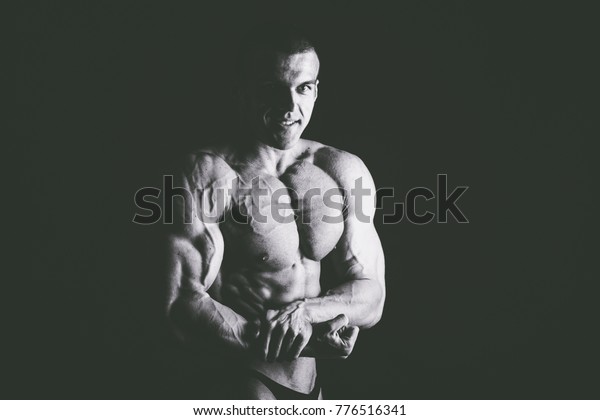 Bodybuilder Posing Different Poses Demonstrating Their Stock Photo ...