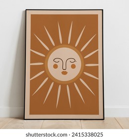 Boho Sun Poster Vector-like Kids Face AI-generated image 2415359039 ...