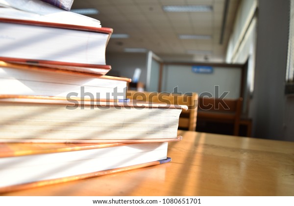 Book Stack On Desk Sunlight Window Stock Photo 1080651701 | Shutterstock