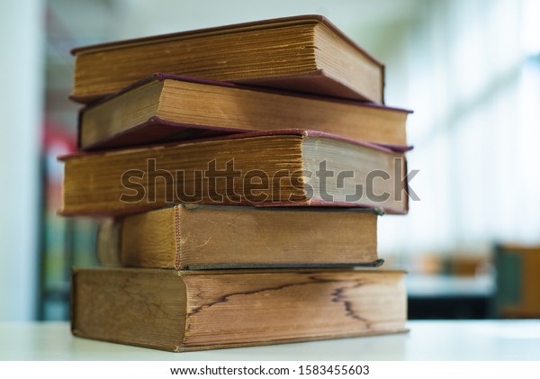 Book Stack On Table Library Room Stock Photo 1583455603 | Shutterstock