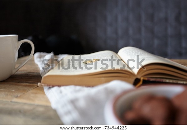 Book Tea Set Background Close Stock Photo 734944225 | Shutterstock