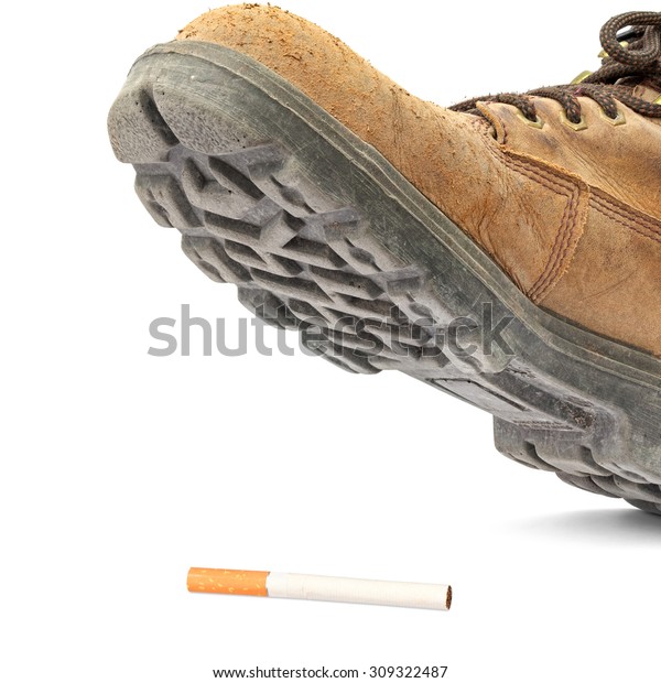 Boot Steps On Cigarette Isolated On Stock Photo 309322487 | Shutterstock