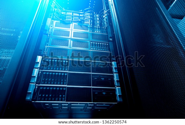 Bottom View Rack Server Against Neon Stock Photo (Edit Now) 1362250574