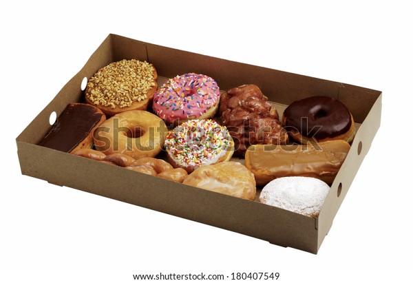 Box Assorted Doughnuts 스톡 사진(지금 편집) 180407549