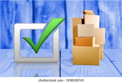 Boxes Check Mark Verification Standardization Goods Stock Photo ...