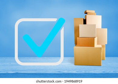 Boxes Check Mark Verification Standardization Goods Stock Photo ...