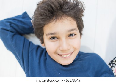 Close Smiling Cute American Boy Sitting Stock Photo 273159782 ...