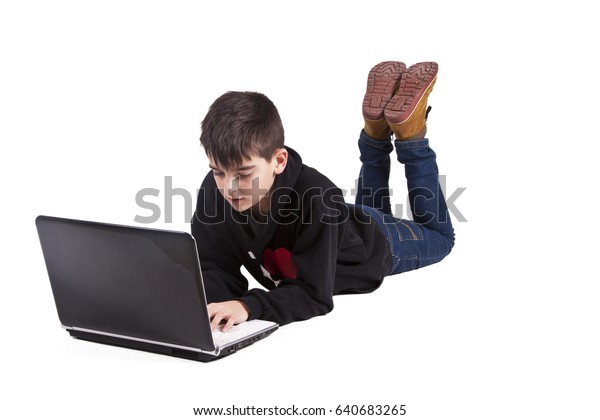Boy Computer Isolated On White Stock Photo 640683265 | Shutterstock