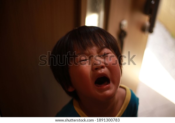 Boy Crying Front Door Stock Photo (Edit Now) 1891300783