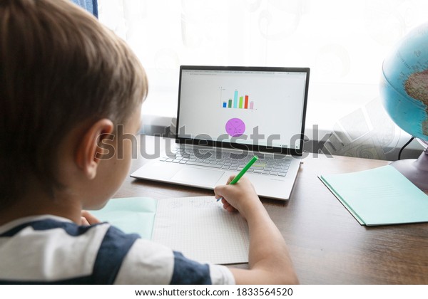 Boy Doing Math Homework Front Laptop Stock Photo 1833564520 | Shutterstock