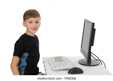 Boy On Computer Cordless Mouse Keyboard Stock Photo 7960306 | Shutterstock