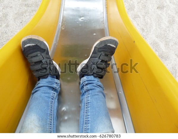 Boy Slides Down Slide Stock Photo 626780783 | Shutterstock