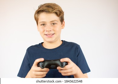 Boy Using Video Game Controller Isolated Stock Photo 1843622548 ...