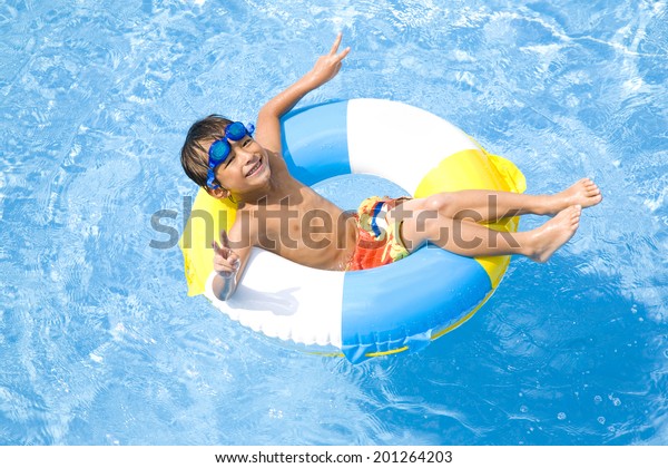 Boys Swimsuit Floating Pool Float Stock Photo (Edit Now) 201264203