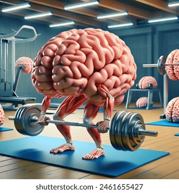 Brain Wearing Headband Gym Clothes Standing AI-generated image ...