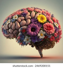 Brain Made Flowers Front Angle Hyper AI-generated image 2469159929 ...