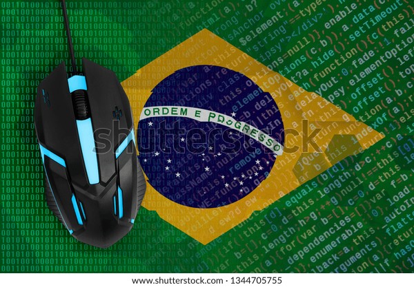 Brazil Flag Computer Mouse Digital Threat Stock Photo 1344705755 ...