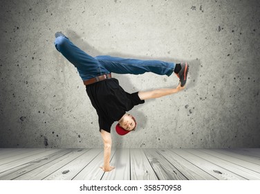 Inverted Black Breakdancer Doing Headstand Handstand Stock Photo ...