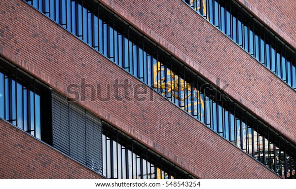 Brick Building Horizontal Windows Reflection Stock Photo 548543254 ...