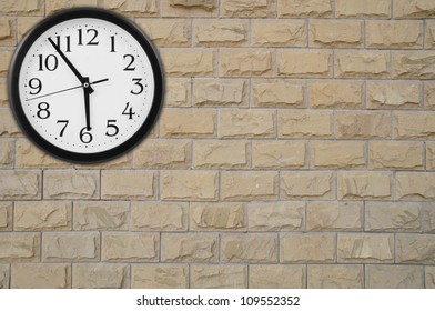 Brick Wall Background Clock Stock Photo (Edit Now) 109552352