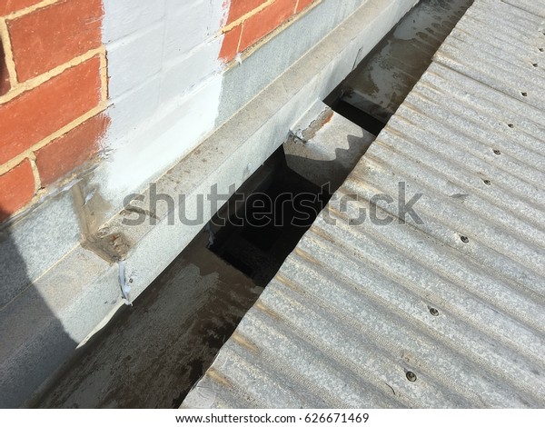 Brick Wall Box Gutter Drain Metal Stock Photo (Edit Now) 626671469