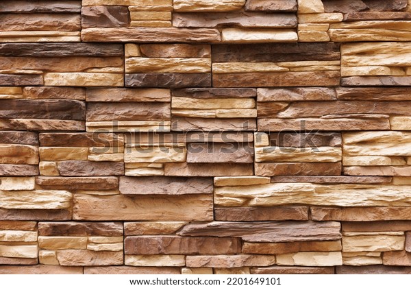Brick Wall Cladding Narrow Natural Stones Stock Photo 2201649101 ...