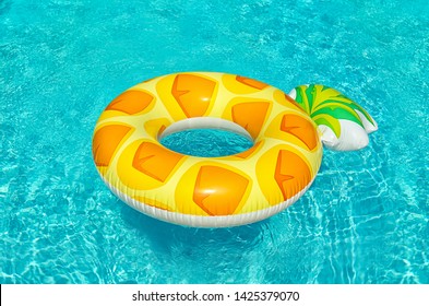 Bright Inflatable Pineapple Ring Floating Swimming Stock Photo ...