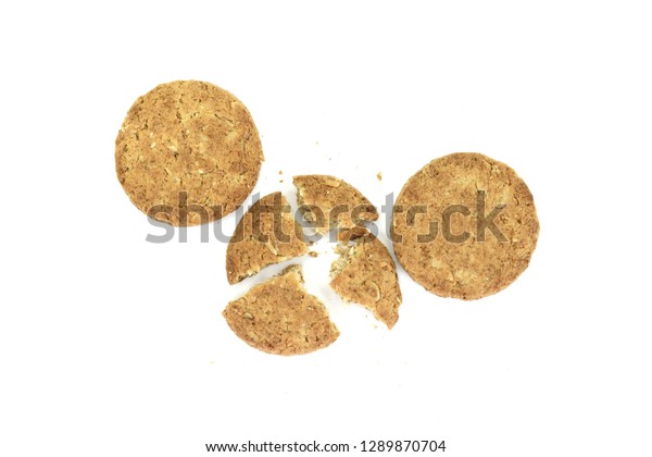 Broken Biscuit Falling Crumbs Down Round Stock Photo 1289870704 ...