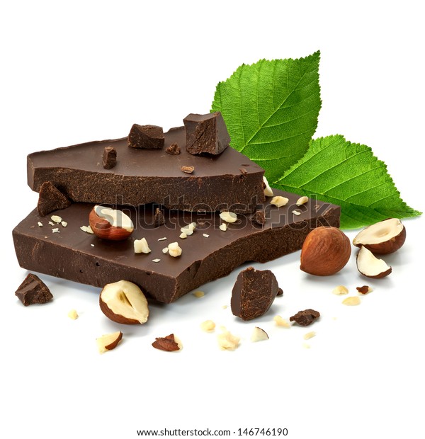 Broken Dark Chocolate Blocks Tablets Hazelnuts Stock Photo 146746190 ...